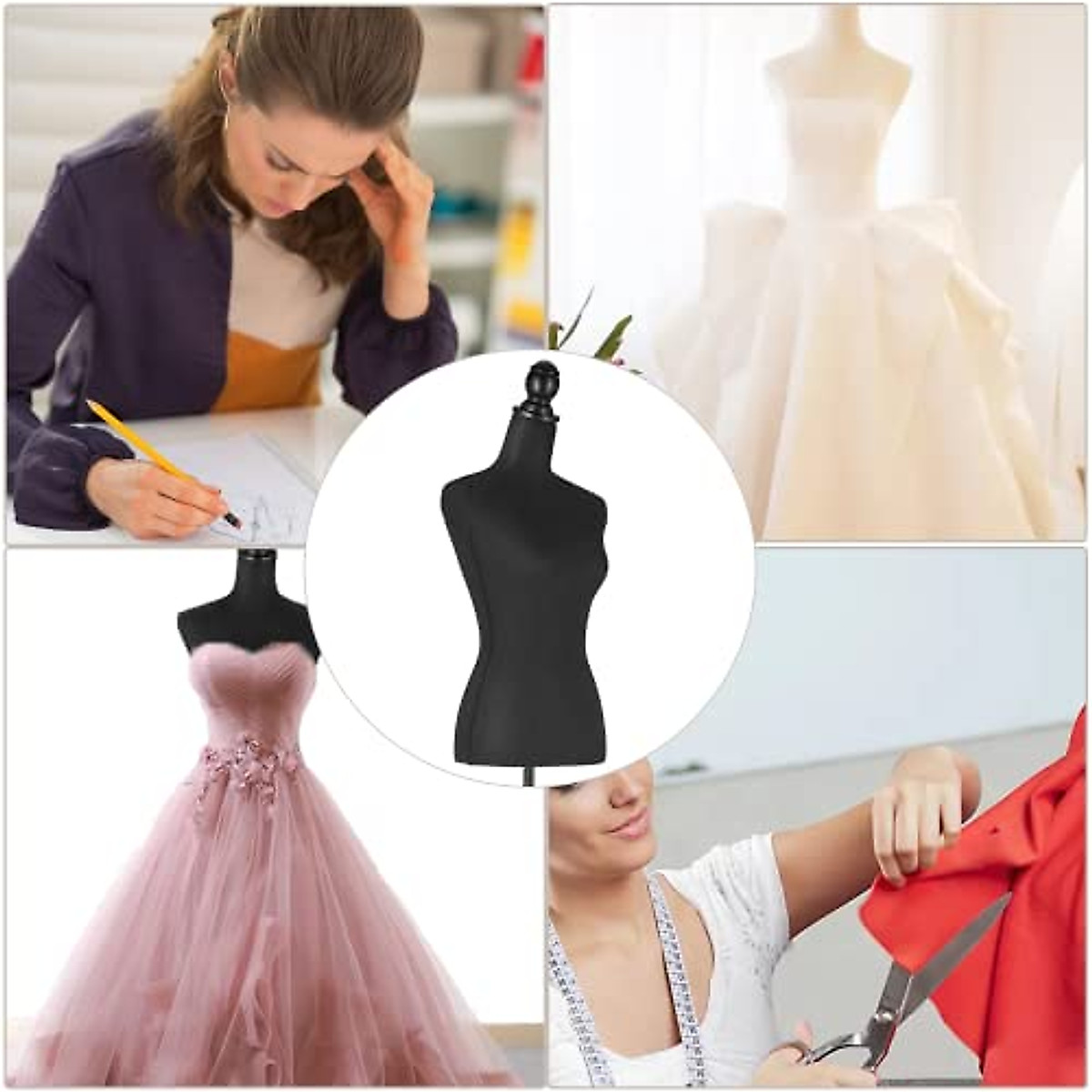 Encomle Dress Form Female Mannequin Torso, Height Adjustable Mannequin Body with Stand for Sewing, Display, Black