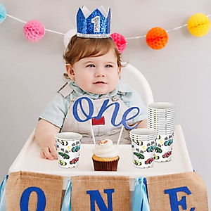 Colarr 50 Pcs Race Car Party Cups Retro Car Theme Cup Race Car Disposable Paper Cups Bulk Race Car Party Tableware for Kids Boys Race Car Birthday Party Favors Decoration Supplies