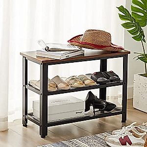 /N Multifunctional Shoe Stool, 3 Tier Shoe Rack 28.7", Shoe Rack with Mesh Rack for Hallway Front Door, Doorway, Living Room