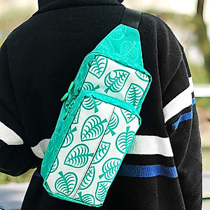 BTMETER Travel Bag for Nintendo Switch, Console, Joy-Con Grip & Dock, Leaf Crossing Case Nylon Water Resistant Portable Shoulder Crossbody Bag Backpack for iphone Switch Lite