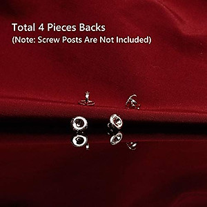 2 Pairs 18k Gold Plated Earring Screw Backs Replacement Sterling Silver Screw On Earring Backs for Diamond Studs, Hypoallergenic Secure Locking Earring Backs for Kid White Gold 6mm