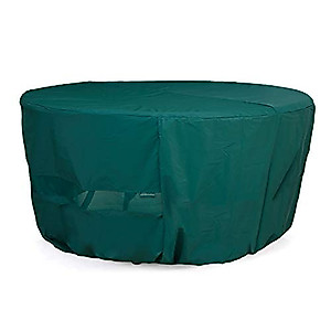 Covermates Round Firepit Cover - Light Weight Material, Weather Resistant, Elastic Hem, Fire Pit Covers-Green