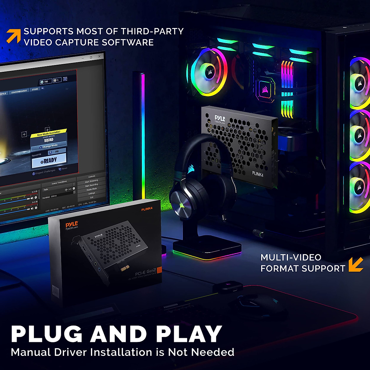 Pyle Live Gamer HDMI 4K Live Record and Stream, Multi Video Format Support, Audio-VideoLine in/Out, Super High Speed, Real Time Gameplay, Conference Live Broadcast, PCI-E Gen2 - PLINK4