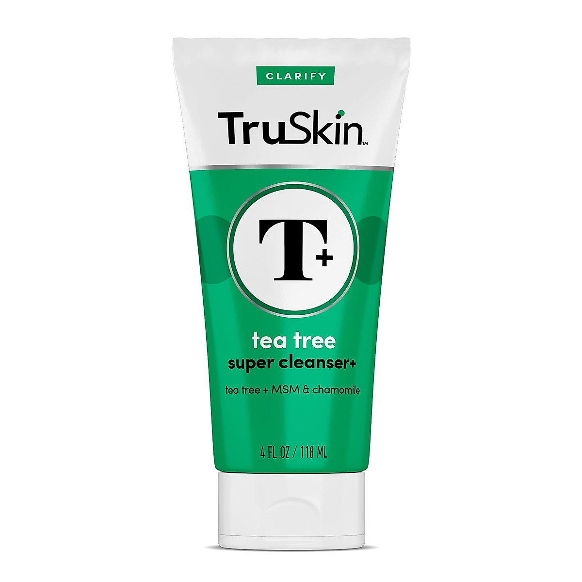 TruSkin Tea Tree Super Cleanser – Acne Face Wash with Tea Tree Oil, Aloe Vera, Chamomile & MSM – Facial Cleanser Deeply Cleanses to Target Impurities and Excess Oil for Calm, Fresh Skin, 4 fl oz
