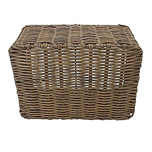 HDKJ PP Tube Storage Basket with handle,Rectangular storage basket,Decorative Home Storage Bins. (Brown, Middle)