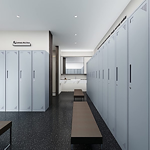 BYNSOE Metal Locker 1 Doors 71" Employees Locker Storage Cabinet Locker School Hospital Gym Locker Requires Assembly (Grey, 1 Door)