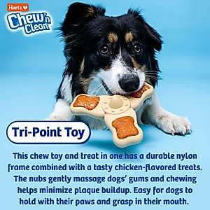 Hartz Chew ‘n Clean Chew Toy and Treat in One Chicken Flavored Tri-Point Dog Toy, Small