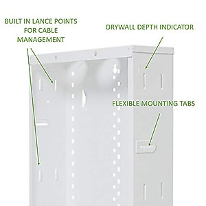 Legrand - OnQ 20 Inch Media Enclosure, 20 Gauge Cable Management Box, Cable Wall Cover with 2.5 Inch Opening for Wires, Recessed Media Box, Glossy White, EN2000, Alloy Steel