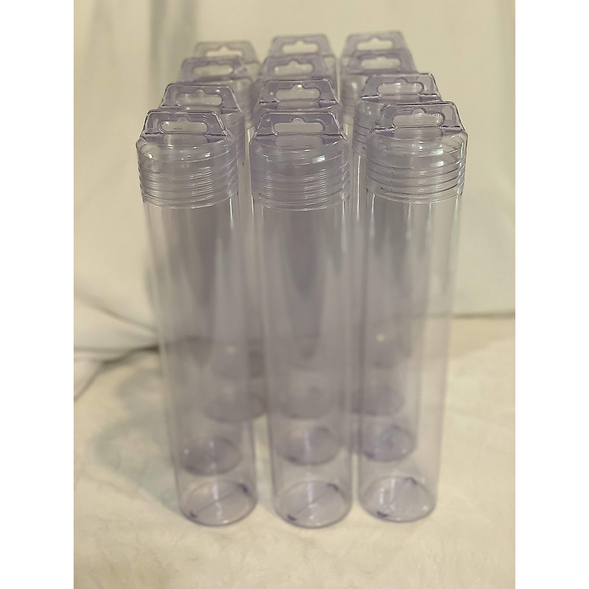 Plastic Clear Tubes Extra Large Containers Storage Shipping Organizing 12 pcs Transparent with Caps