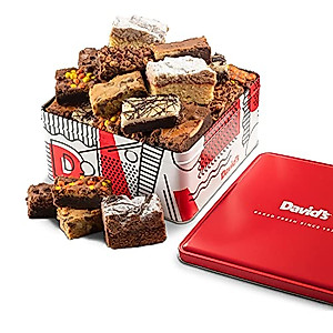 David's Cookies Assorted Brownies & Crumb Cake Gift Basket Tin - Delicious, Fresh Baked Snacks, Gourmet Chocolate Fudge Slices, Brownies Gift Basket Ideal Gift for Corporate Birthday Fathers Mothers Day Get Well and Other Special Occasions - 3 lb (16 pcs)