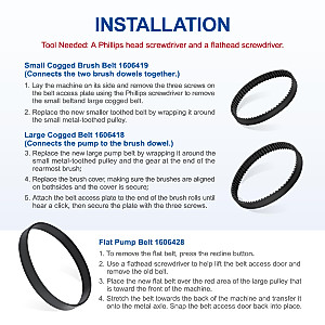 LANMU Replacement Belt Set Compatible with Bissell ProHeat 2X Revolution Pet Pro Model 1548, 1551, 1551W, 1550 Carpet Vacuum Cleaner, Replace Parts 1606418, 1606419, 1606428