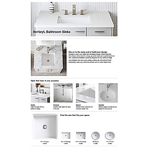 KOHLER 8189-0 Verticyl 17" Rectangular Undermount Bathroom Sink, Vitreous Lavatory Vanity Sink, Undermount Bathroom Sink Rectangle, White