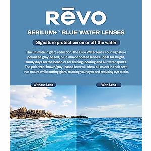 Revo Descend XL: Polarized Filters UV, Large Rimless Rectangle Rectangular Sunglasses, Black Frame with Blue Water Lens (RE 1070XL 01 BL)