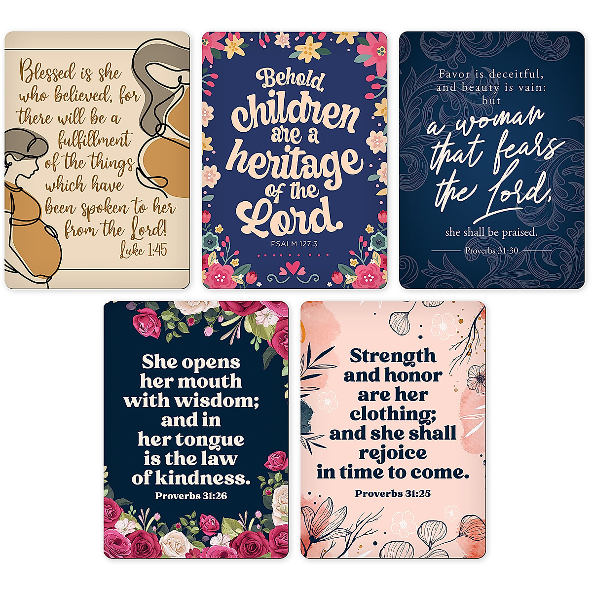 Motherhood Scripture Magnets, Bulk Set of 5 Mothers Day Gifts, Inspirational Christian Fridge Magnets for Women, Cute Religious Bible Verse Tokens for Whiteboards, Classrooms, & Memorization