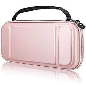 Fintie Carrying Case for Nintendo Switch Lite 2019, [Shockproof] Hard Shell Protective Cover Travel Bag w/15 Game Card & 2 Micro SD Card Slots for Switch Lite Console & Accessories, Rose Gold
