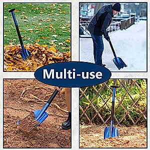 Lightweight Extendable Aluminum Telescoping Compact Utility Snow Shovel, Blue Single