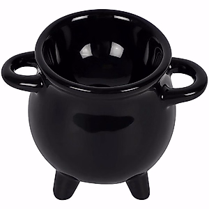 Something Different Adorable Black Cauldron Egg Cup with Broom Spoon - 6.5cm x 9cm x 6.5cm (1 Pc.) - Witchy, Fun & Unique Design - Perfect Novelty Kitchen Accessory Gift