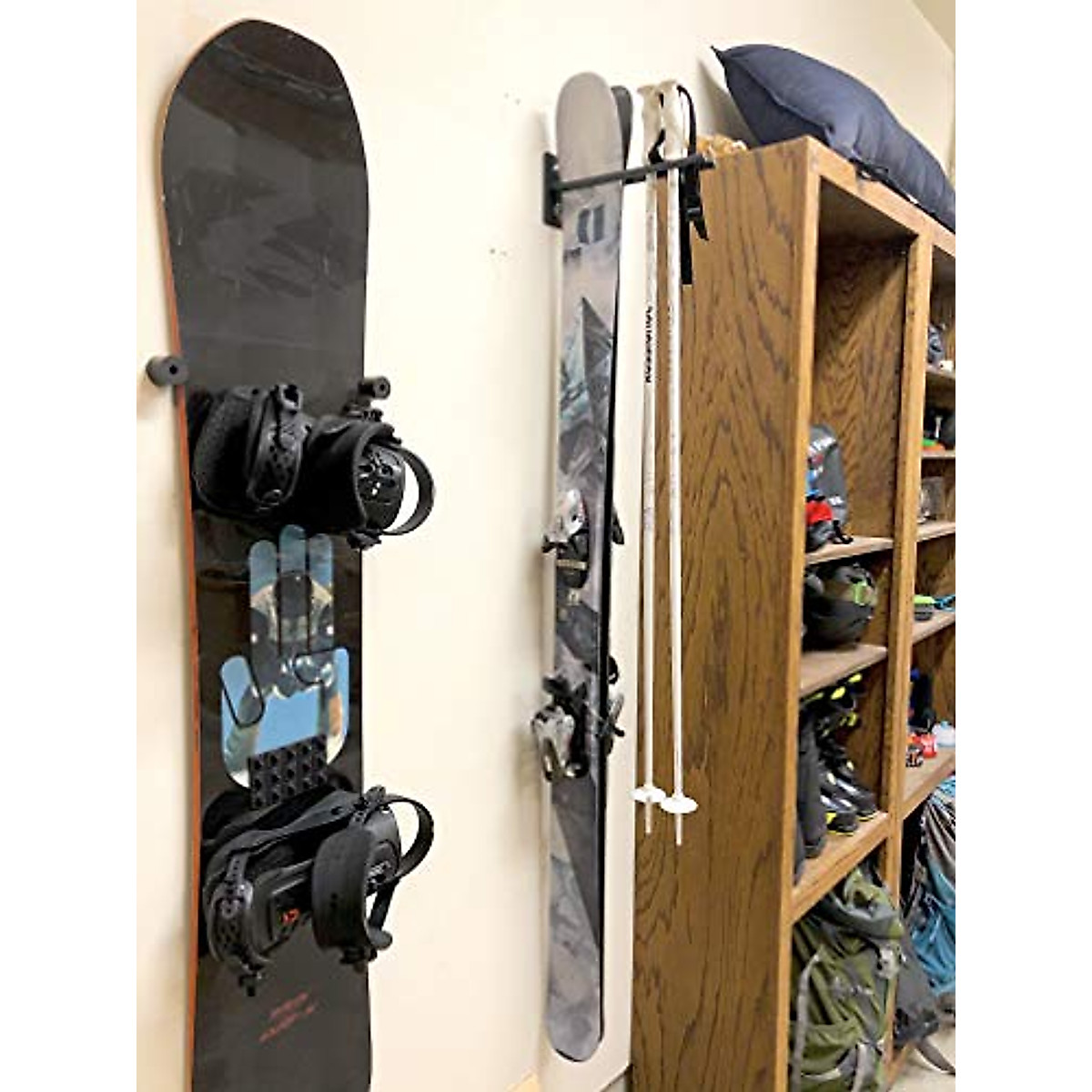 StoreYourBoard Couple Ski Wall Storage Rack, 2 Pack, Steel Home Skis Mount, Garage Hook Organizer