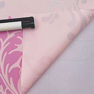 Yifely Vintage Pink Damask Self-Adhesive Shelf Drawer Liner Moisture Proof PVC Mat 45x300cm