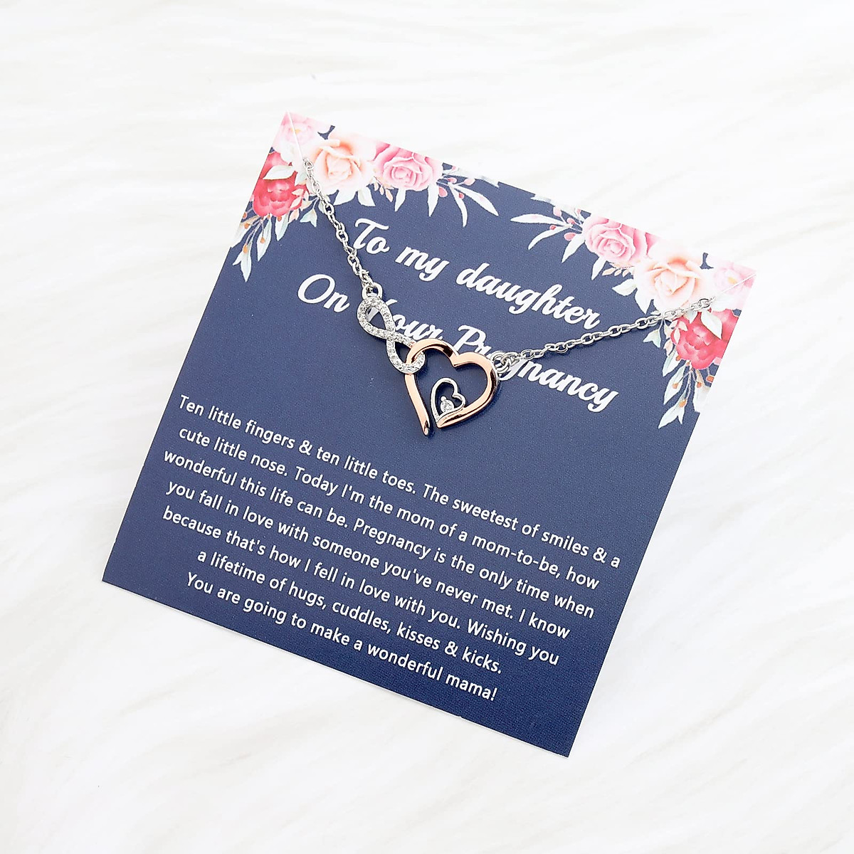 PLITI Pregnancy Gift For Daughter Pregnancy Congratulation Gift Infinity Heart Necklace To My Daughter On Your Pregnancy Jewelry Mom To Be Gift (daughter Pregnancy Infinity Heart nec)