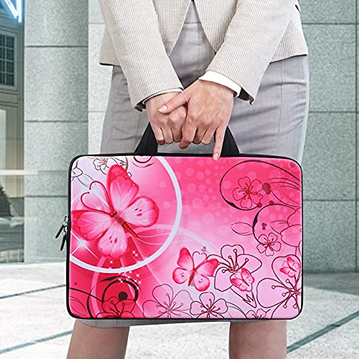 iColor 14 15 15.4 15.6 inch Laptop Handle Bag Computer Protect Case Pouch Holder Notebook Sleeve Neoprene Cover Soft Carring Travel Case for Dell Lenovo Toshiba HP Chromebook ASUS Acer Pink ICB-10