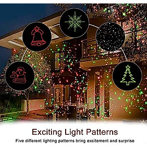 Christmas Projector Lights Outdoor Holiday Laser Lights Landscape Spotlight Red and Green Star Shower with 360 Accessibility Wireless Remote Christmas Decor for Xmas Party Outdoor Garden Patio Wall