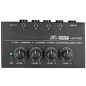 Neewer Super Compact 4-Channel Stereo Headphone Amplifier with DC 12V Power Adapter for Sound Reinforcement, Studio, Stage, Choir, Personal Recording, Features Ultra Low Noise (Original Version)