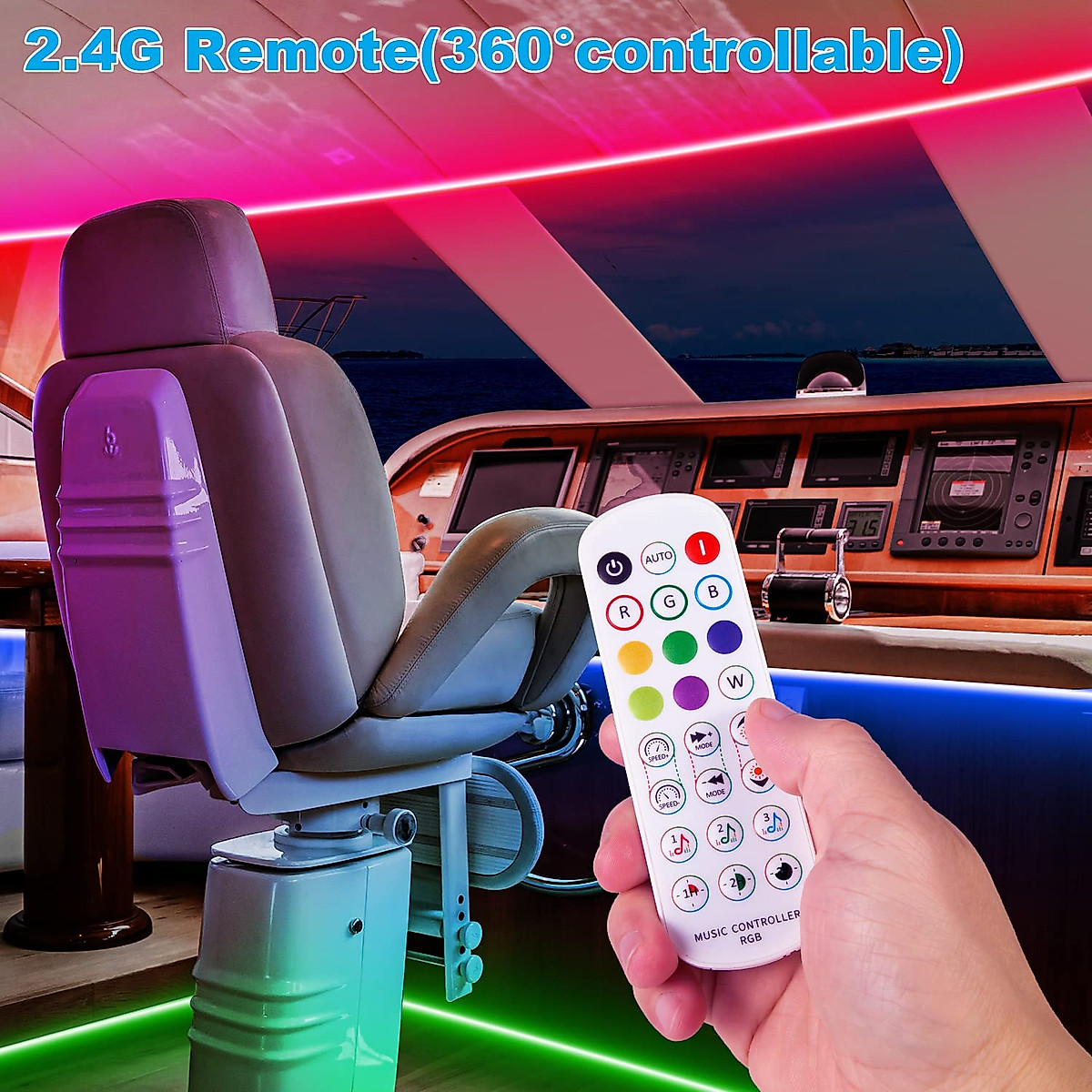 LED Boat Lights Strip 33FT, IP67 Marine LED Strip Pontoon Boat Light App Control, 12V RGB Waterproof Boat Interior Light, Night Fishing Lighting for Bass Boat, Kayak, Jon Boat, Cabin, Deck