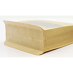 Couga Mall 50 PCS Universal Kraft Paper Packing Bag, Zip Lock Stand Up Storage Pouch Package Bag With Clear Window for Storing Snacks, Beans, Seeds and Tea Leaves(6.3"10.2")