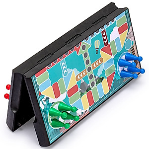 Yellow Mountain Imports Ludo Magnetic Folding Travel Large Board Game Set - 8 Inches - Portable Classic Strategy Game Set