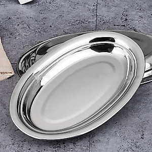 Hemoton 2pcs Dinner Plate Camping Dishes & Utensils Kids Food Tray Sushi Tray Mixing Bowls Sushi Plate Oval Plates Stainless Steel Pastry Serving Tray Home Snack Dish Oval Fries Plate Disc