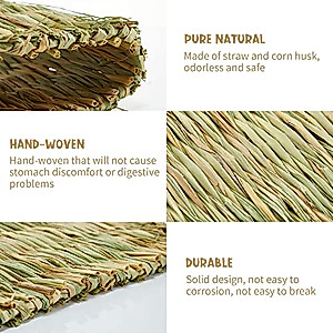 Riakrum 40 Pcs Grass mats for Rabbits Bunny Grass Mat Woven Straw Mat Bed Rabbit Sleeping Mat Natural Chew Toy Bed for Parrot Chinchilla Squirrel Hamster Cat Dog Small Animal