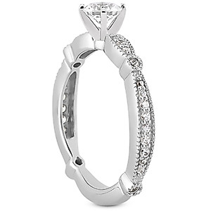 1ct Pave Milgrained Diamond Engagement Wedding Ring Set 14K White Gold - Size 9.5