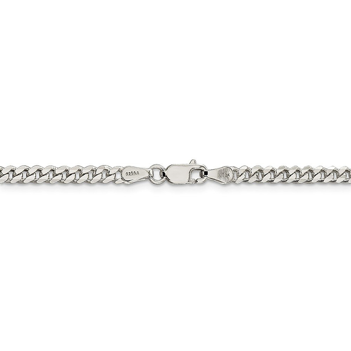 Solid 925 Sterling Silver 3.5mm Curb Cuban Chain Necklace - with Secure Lobster Lock Clasp 18"