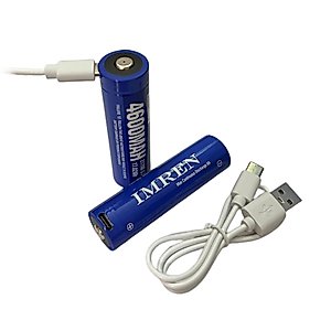 USB 21700 Charger Genuine IMREN4600-USB Rechargeable 3.7V Battery, 100% Real 4600mAh High Capacity(2 PCS)