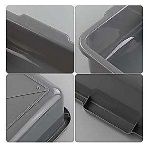 Kiddream Set of 4 Commercial Bus Box Tote, 13 Liter Large Plastic Bus Tub (Gray)