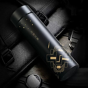 SOOVI Genshin Impact Water Bottle with LED Temperature Display Hu Tao/KeLi/Zhongli Double Walled Vacuum Insulated Water Bottle,Leak Proof Keep Cold and Keep Warm 12H 16.9 oz/500ml (Hu Tao)