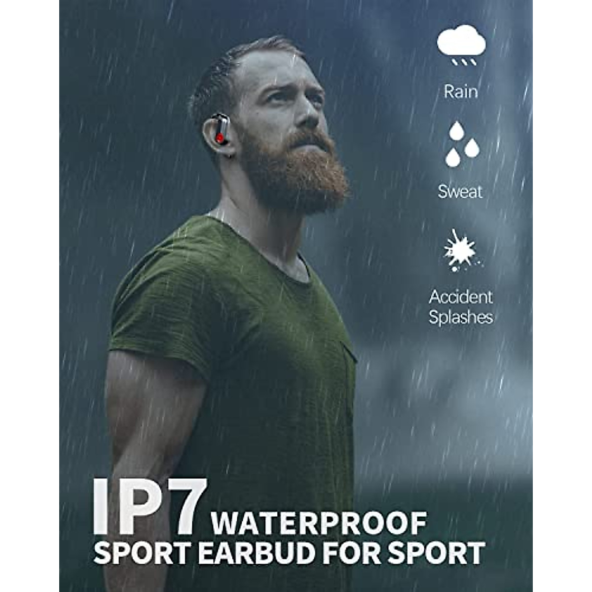 Bluetooth Headphones Wireless Earbuds Sports,120H Playtime Over-Ear Bluetooth 5.3 Ear Buds with Earhook Wireless Headphones LED Display Workout Audifonos Bluetooth inalambricos for Samsung Android