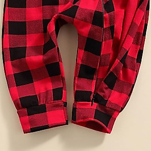 LIOMENGZI Christmas Baby Girl Boy Romper Clothes Red Plaid Checked Hooded Bodysuit Jumpsuit Xmas Toddler Baby Xmas 1st Outfit (Red, 6-12 Months)