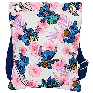 Disney Passport Crossbody Bag Stitch All Over Print (Blue Pink)