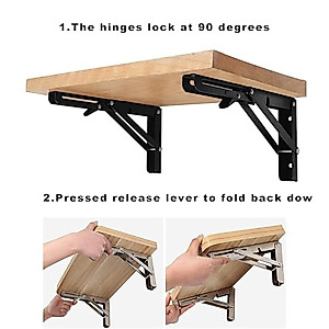 Foldable Activity Bracket Triangle Bracket L-Shelf Shelf Bracket Workbench Wall Mounted Bracket Space Saving (8 inch * 2 Pieces Black)