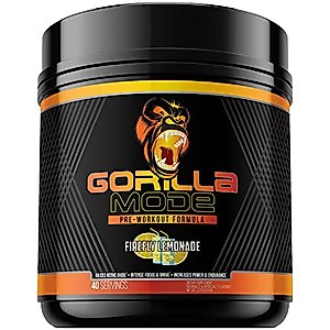 Gorilla Mode Pre Workout - Massive Pumps · Laser Focus · Energy · Power - L-Citrulline, Creatine, GlycerPump™, L-Tyrosine, Agmatine, Kanna, N-Phenethyl Dimethylamine Citrate - 574 Grams (Lemonade)