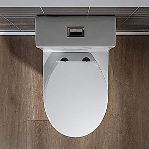 WOODBRIDGE Short Compact Tiny Dual Flush 1.28 GP One Piece Toilet,with Soft Closing Seat,1000 Gram MaP Flushing Score Small Toilet with Brushed Nickel Button B0500-BN, White