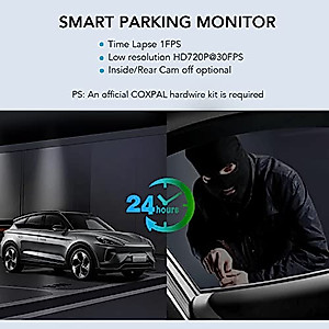 COXPAL 3 Channel Dash Cam Front and Rear Inside with GPS, WiFi, Infrared Night Vision, Supercapacitor, G-Sensor, 2K+1080P+1080P Triple Car Camera, Parking Monitor, Supports 512GB Max