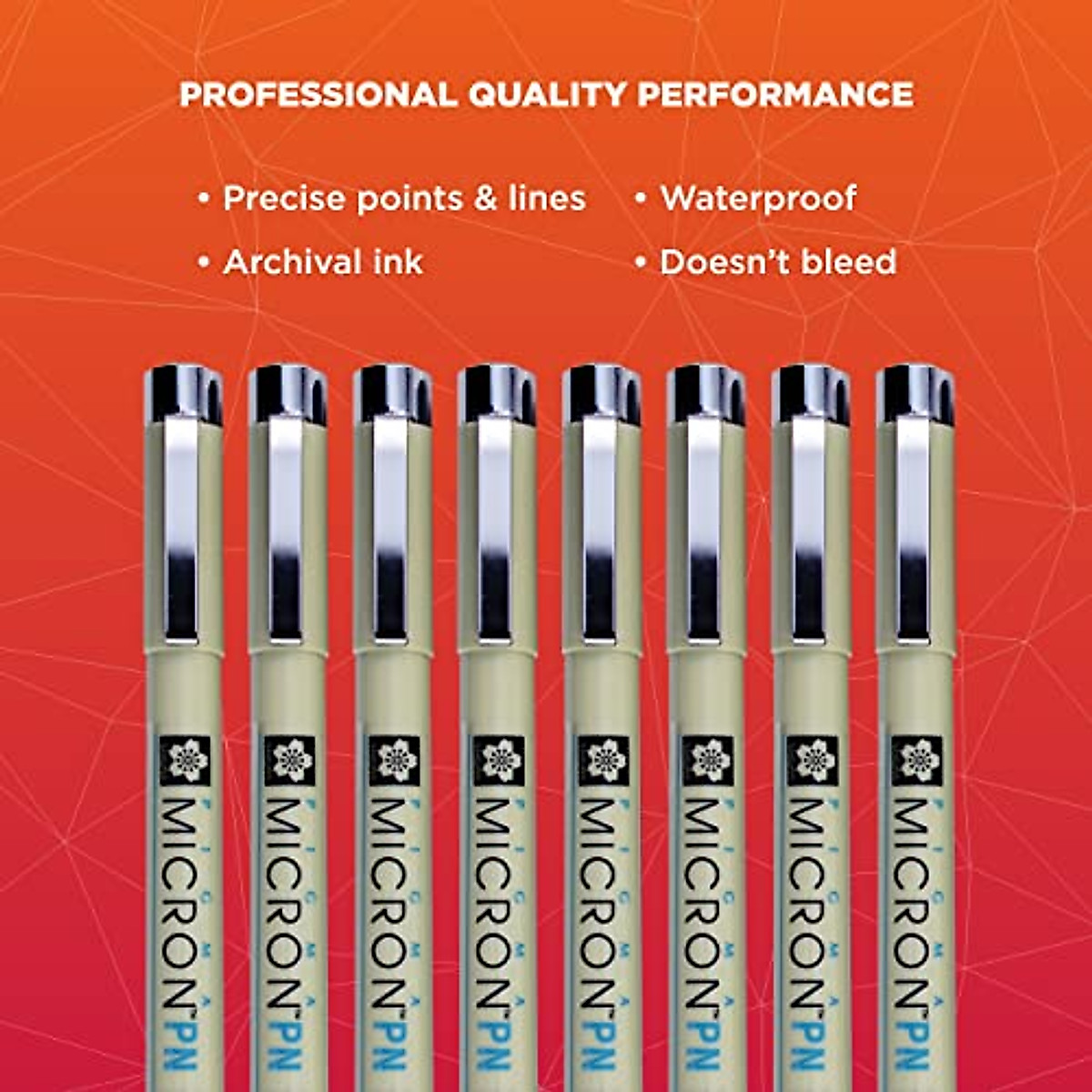 SAKURA Pigma Micron Plastic Nib Pens - Archival Black and Colored Ink Pens - Pens for Writing, Drawing, or Journaling - 0.45 mm Plastic Nibs - 8 Pack