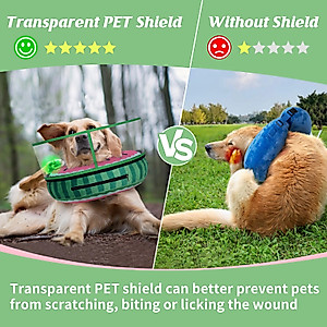 Didopet Inflatable Dog Cone, Watermelon Dog Donut Collar After Surgery, Dog Cone Alternative with Detachable Anti-Licking Shield, Soft Dog Cone for Large Medium Dogs Does Not Block View