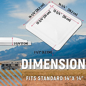 HECASA 2Pcs 14" RV Roof Vent Cover Compatible with Ventline Previous to 2008 and Elixir Vents Starting 1994 PP Vent Lid Polycarbonate White