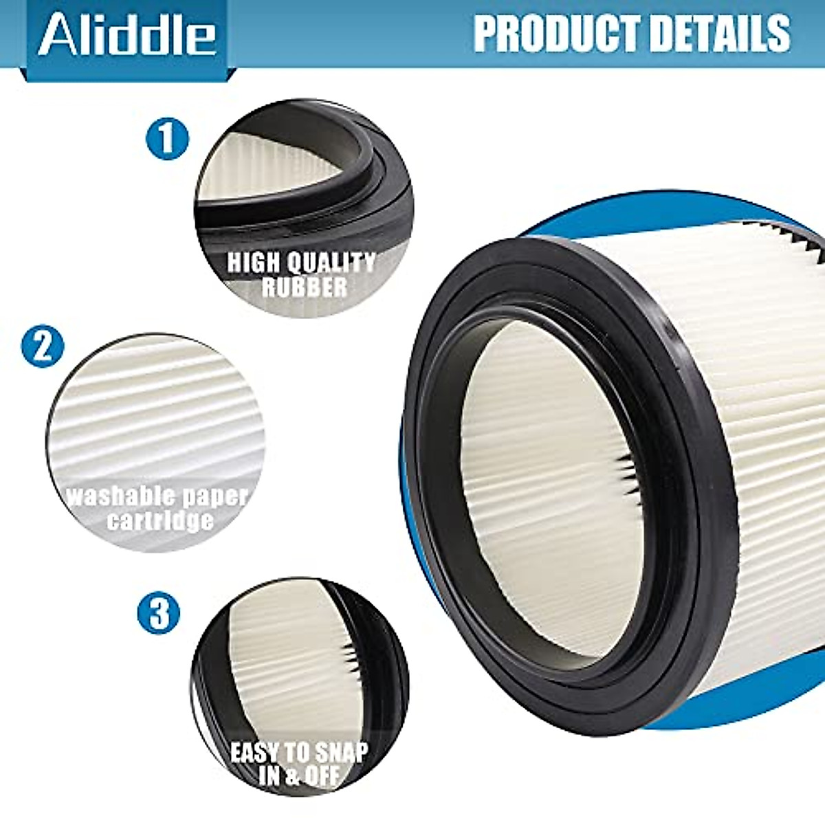 Aliddle 17810 Replacement Filter For Craftsman 9-17810 Wet Dry General Purpose Vacuum Cleaner Fit 3&4 Gallon