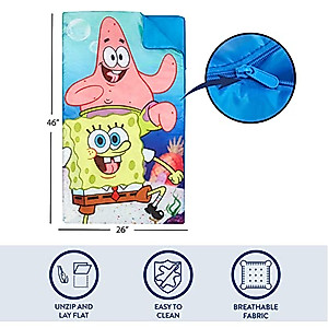 Nickelodeon Spongebob Squarepants Sling Bag and Cozy Lightweight Sleeping Bag, 46” L x 26” W, Ages 3+
