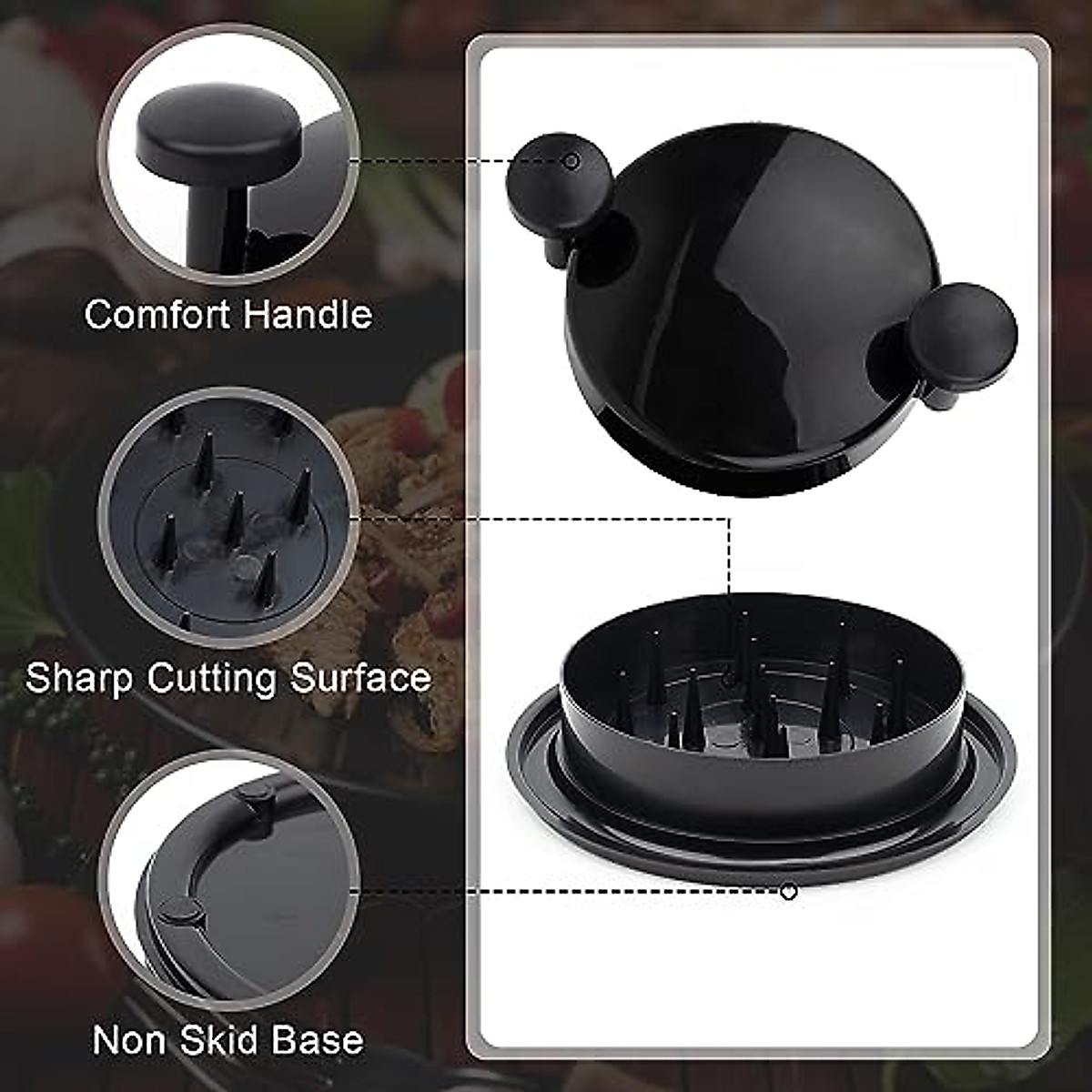 CHIKENCOOP Chicken Shredder with Grinder Function, Robust Handle, Easy Shred for Pork, Beef, 8inch - Heat Resistant, Dishwasher Safe Black